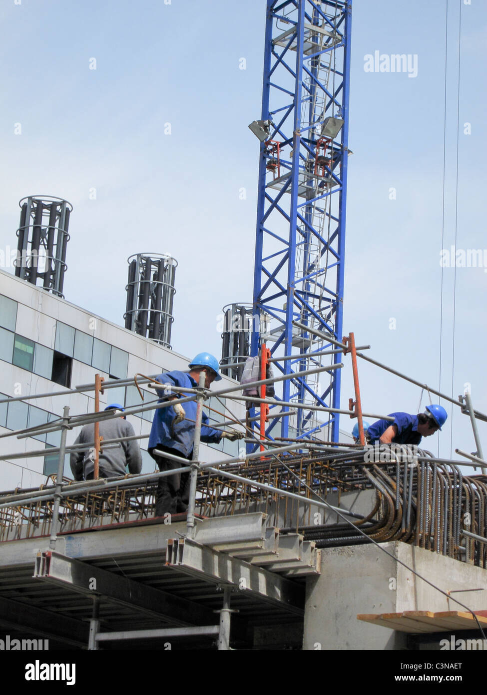 Paris, France, Men Working on, Construction Site, "Seine Rive Gauche ...