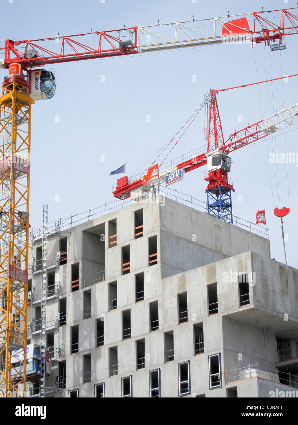 Paris, France, Construction Site, Cranes with Building Facade, "Seine ...