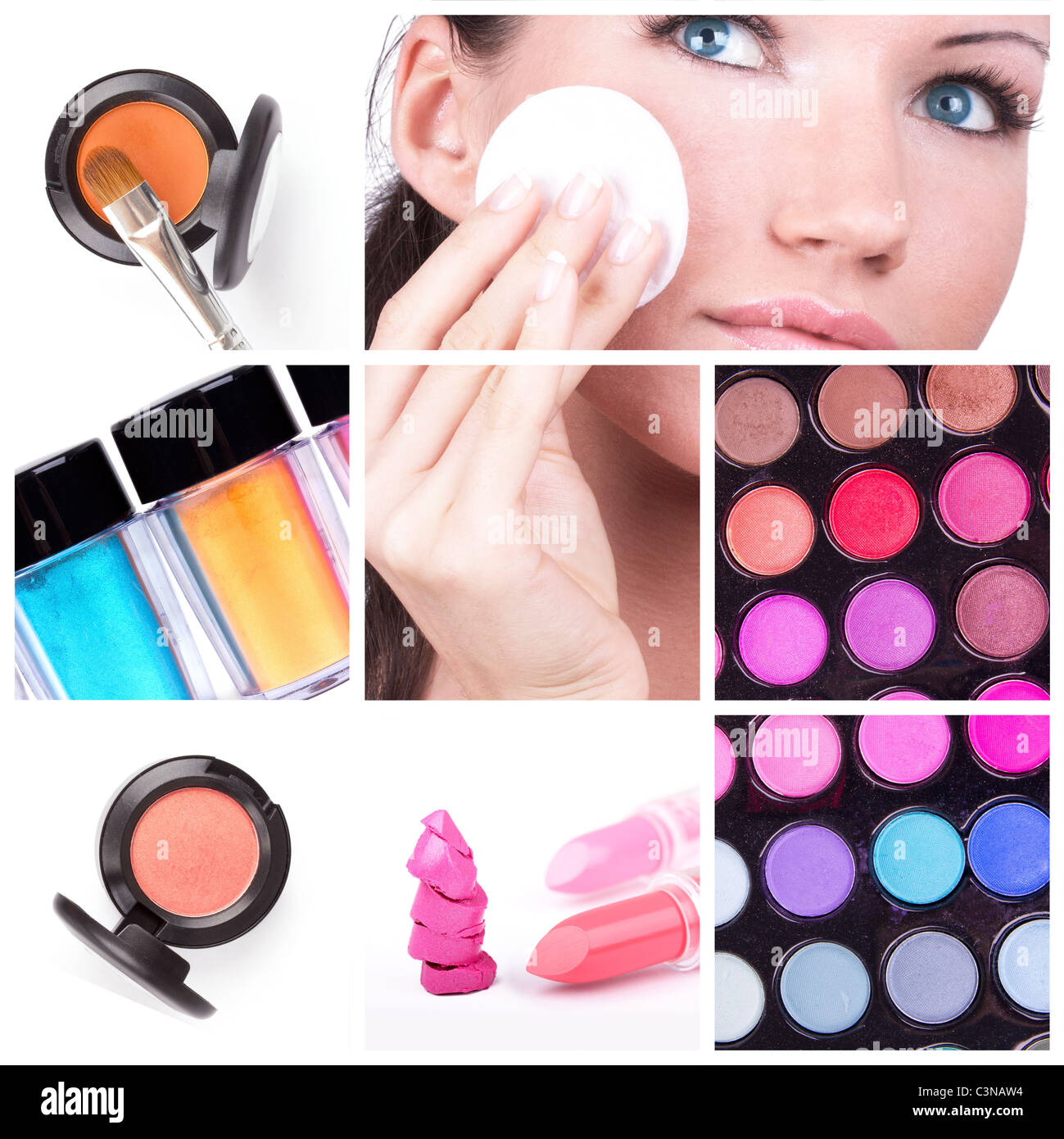 Make-up collage. Make-up tools Stock Photo - Alamy