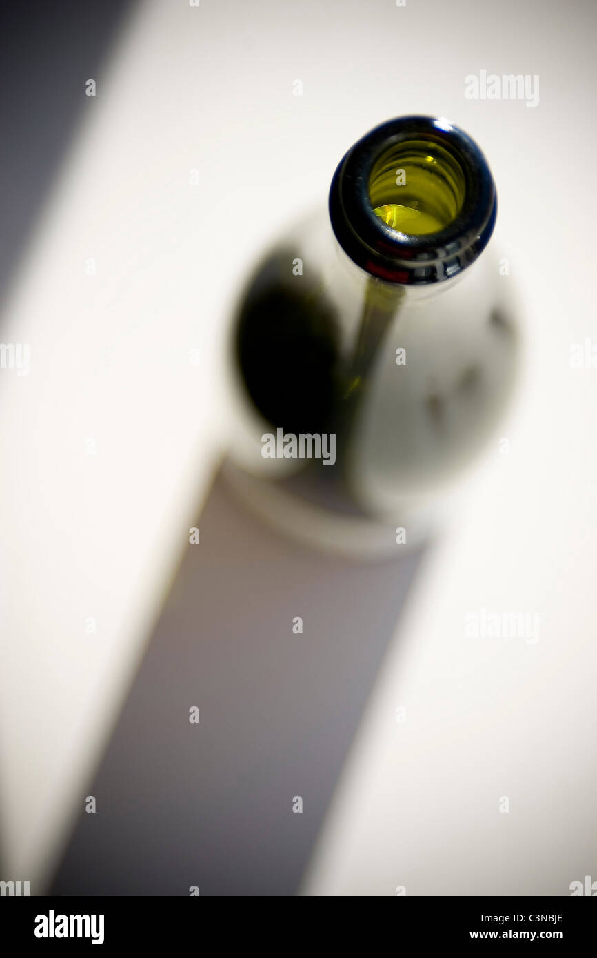Top-down view of wine bottle and shadow Stock Photo - Alamy