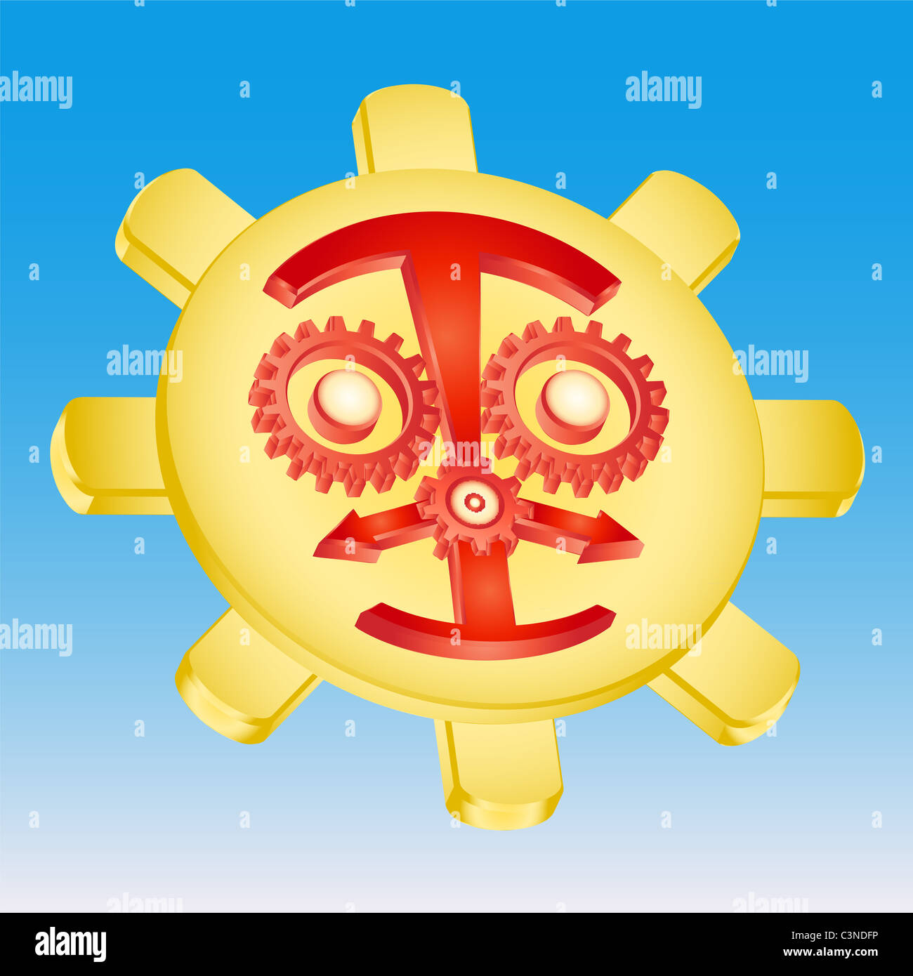 Sun gear mechanism. Abstract illustration Stock Photo - Alamy