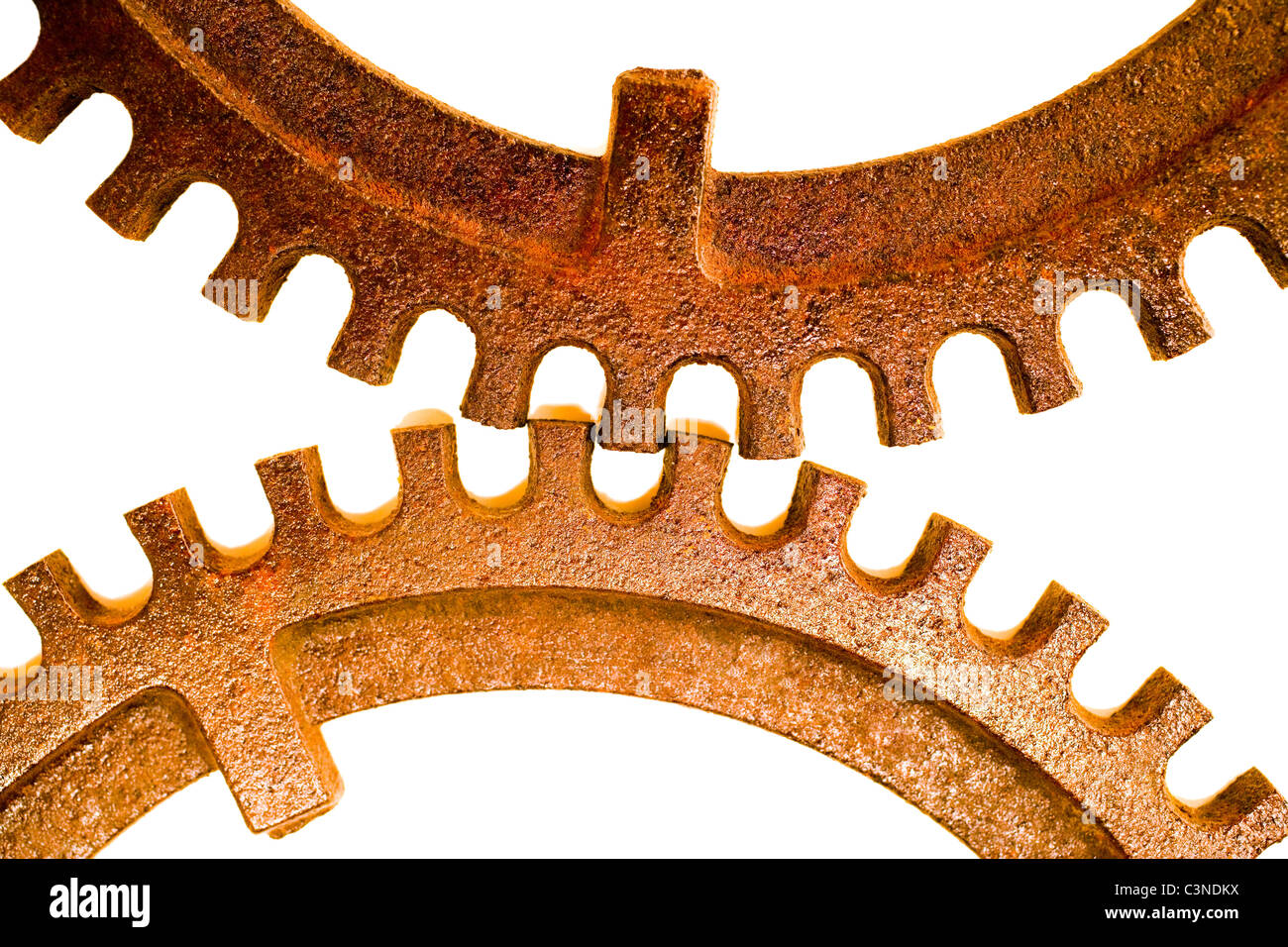 Rusty gears isolated over white Stock Photo - Alamy