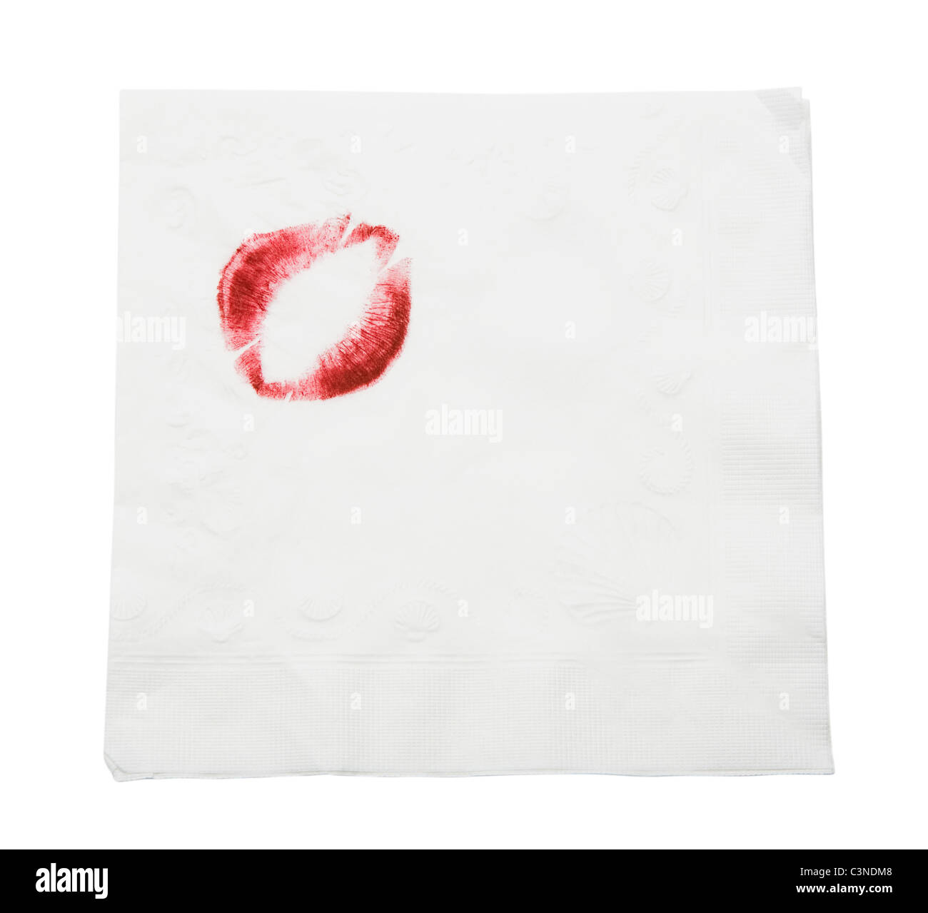 Lipstick mark on a napkin isolated over white Stock Photo - Alamy