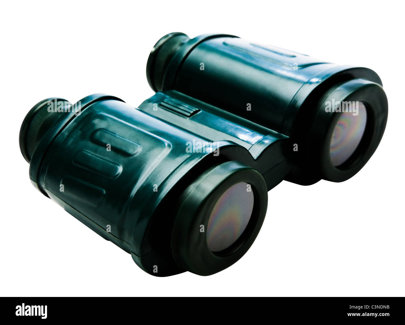 Green color binoculars isolated over white Stock Photo - Alamy