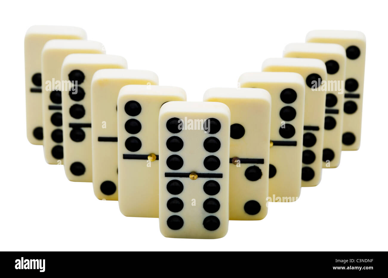 Eleven dominos isolated over white Stock Photo - Alamy