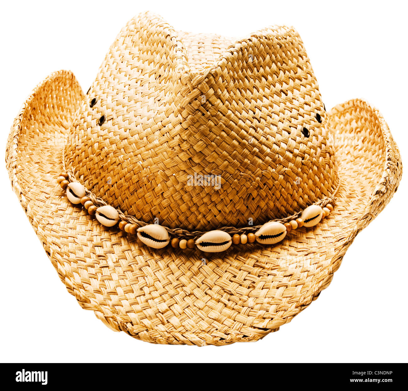 Shells on cowboy hat isolated over white Stock Photo - Alamy