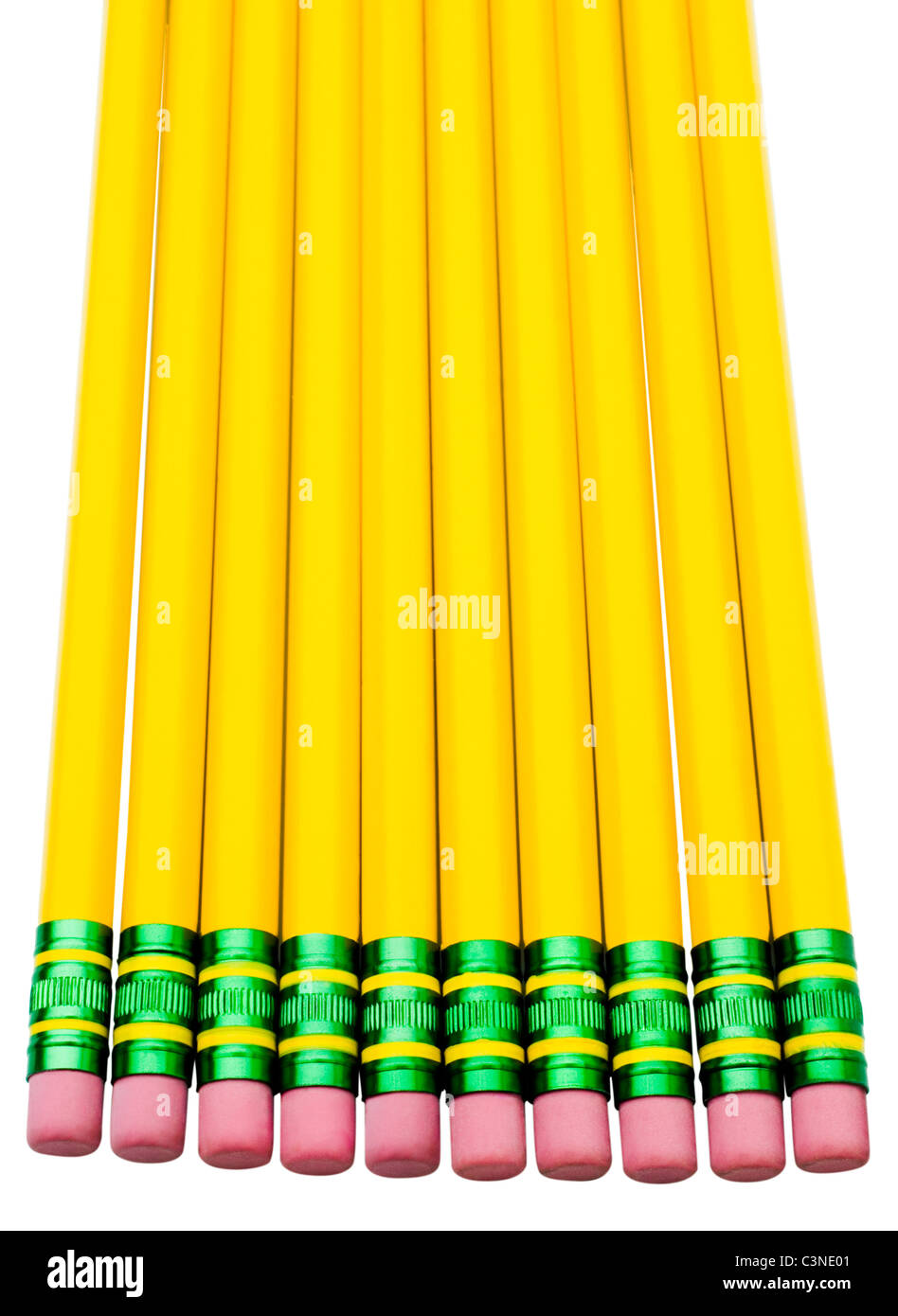 Pencils in a row isolated over white Stock Photo - Alamy