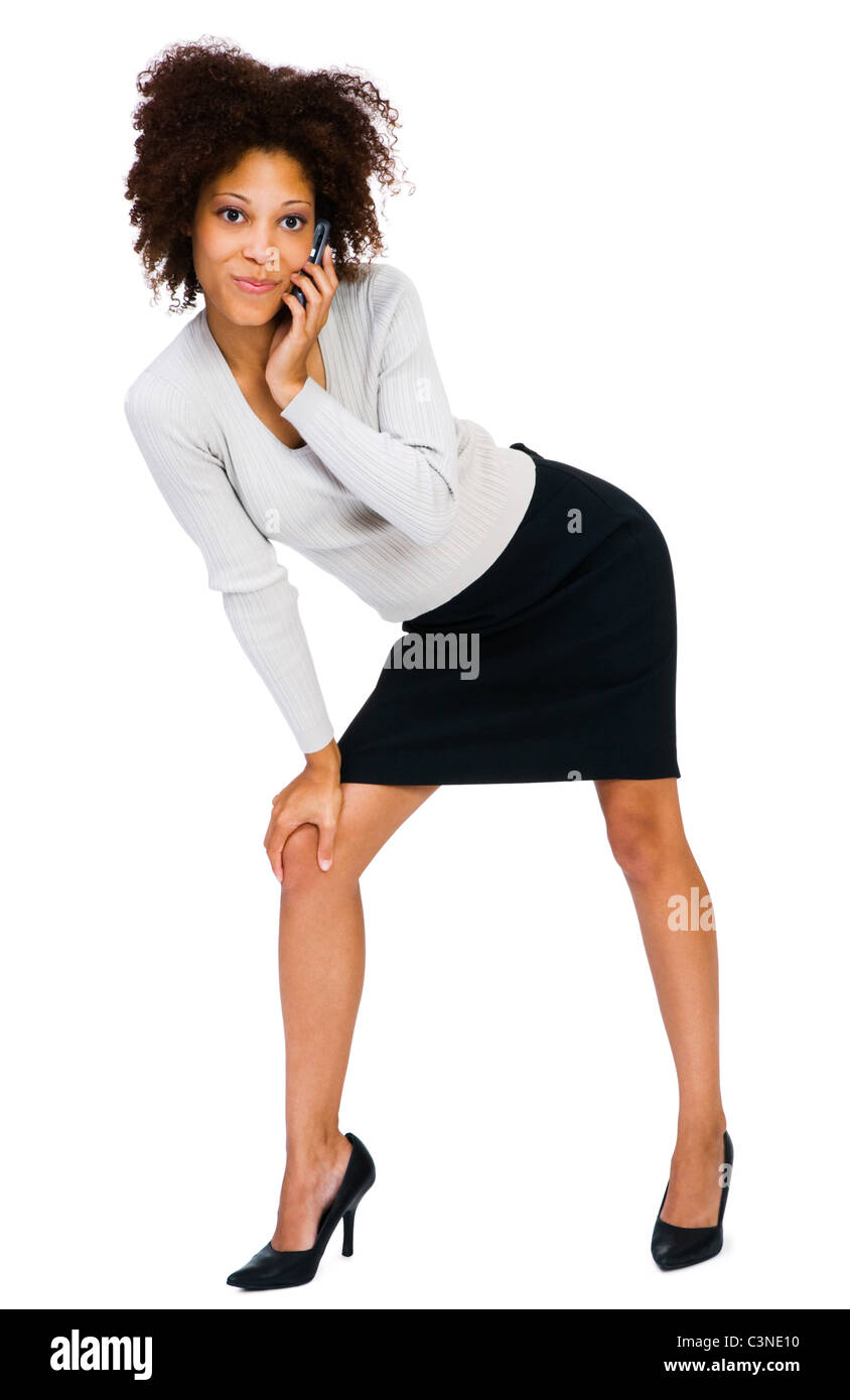 Woman talking on phone over Cut Out Stock Images & Pictures - Alamy