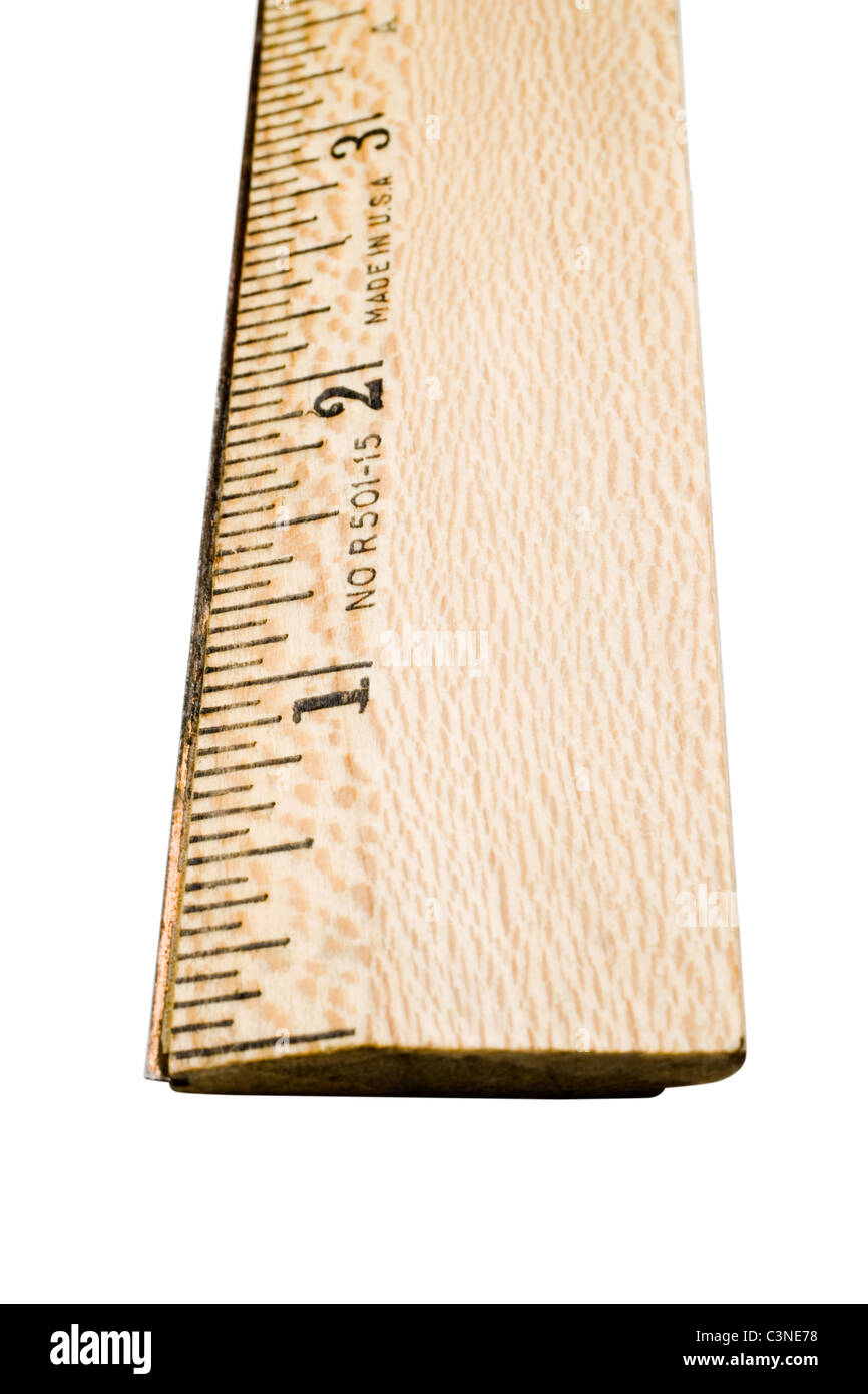 Brown wooden ruler isolated over white Stock Photo - Alamy
