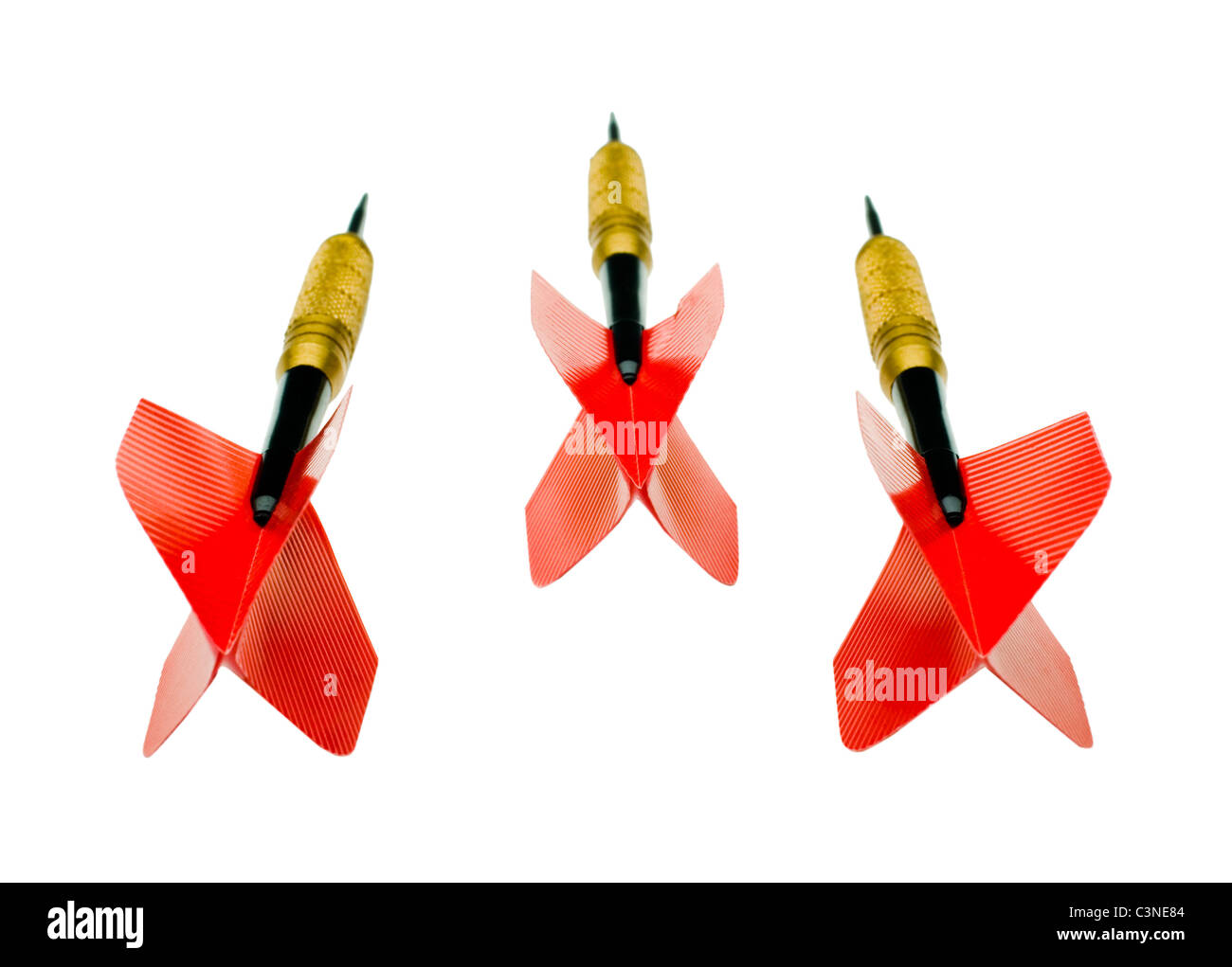 Red darts in order isolated over white Stock Photo - Alamy