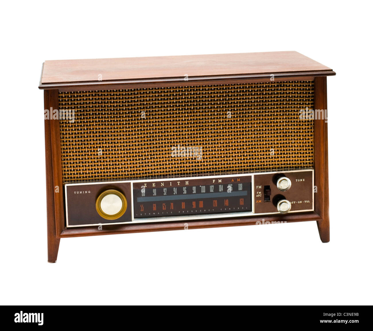 Wooden old radio isolated over white Stock Photo - Alamy