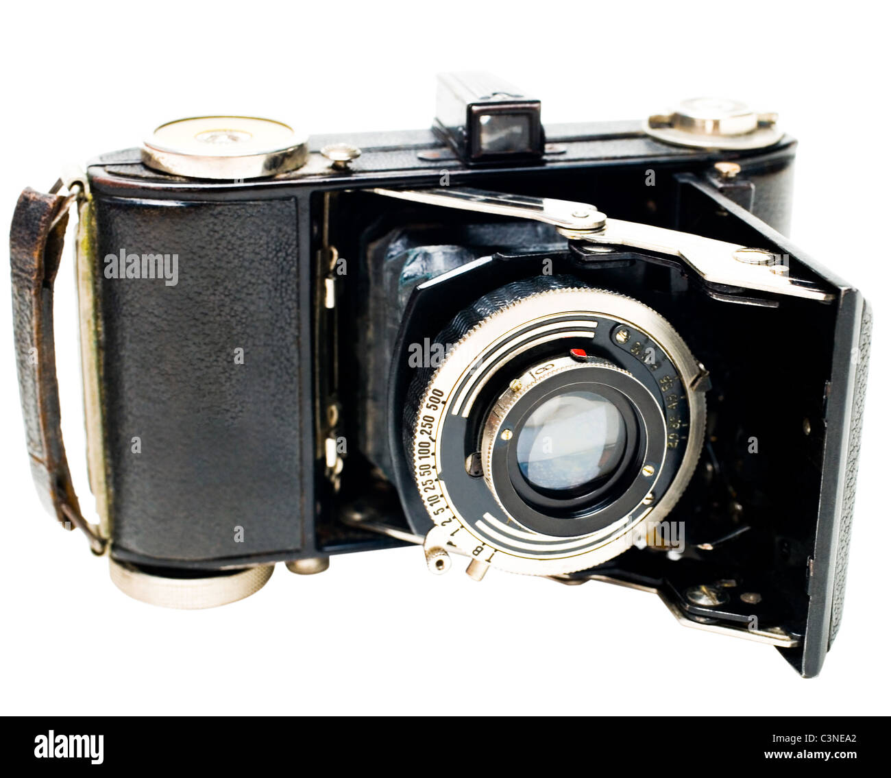 Black old camera isolated over white Stock Photo - Alamy