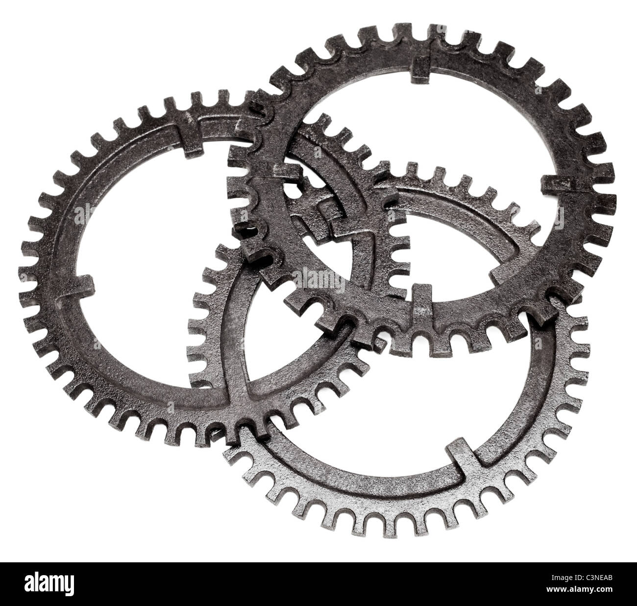 Three gears of gray color isolated over white Stock Photo - Alamy