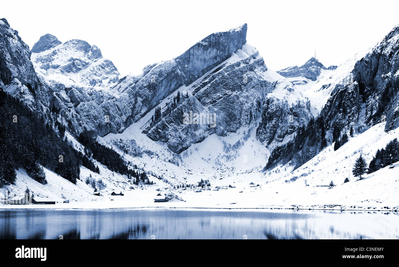 Dramatic winter landscape in the Alps Stock Photo - Alamy