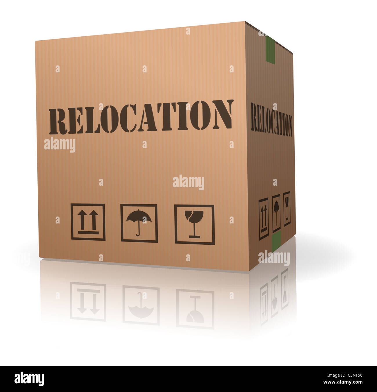 relocation cardboard box to move goods moving container Stock Photo - Alamy