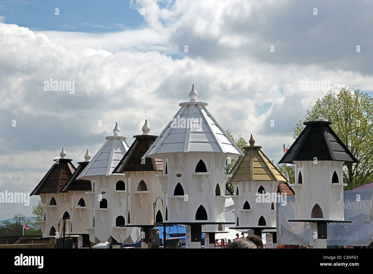 A selection of wooden hand-made dovecotes displayed at the RHS Spring ...