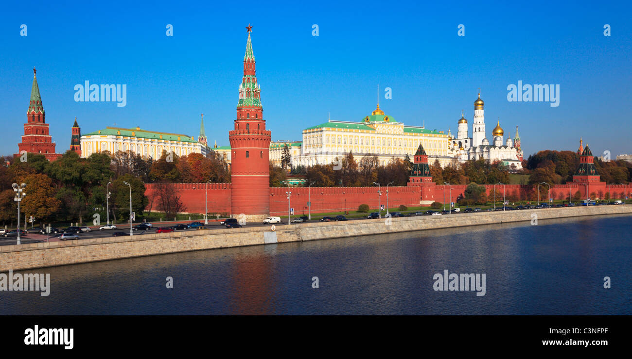Moscow Kremlin and Moscow river, view from the bridge. Russia Stock ...