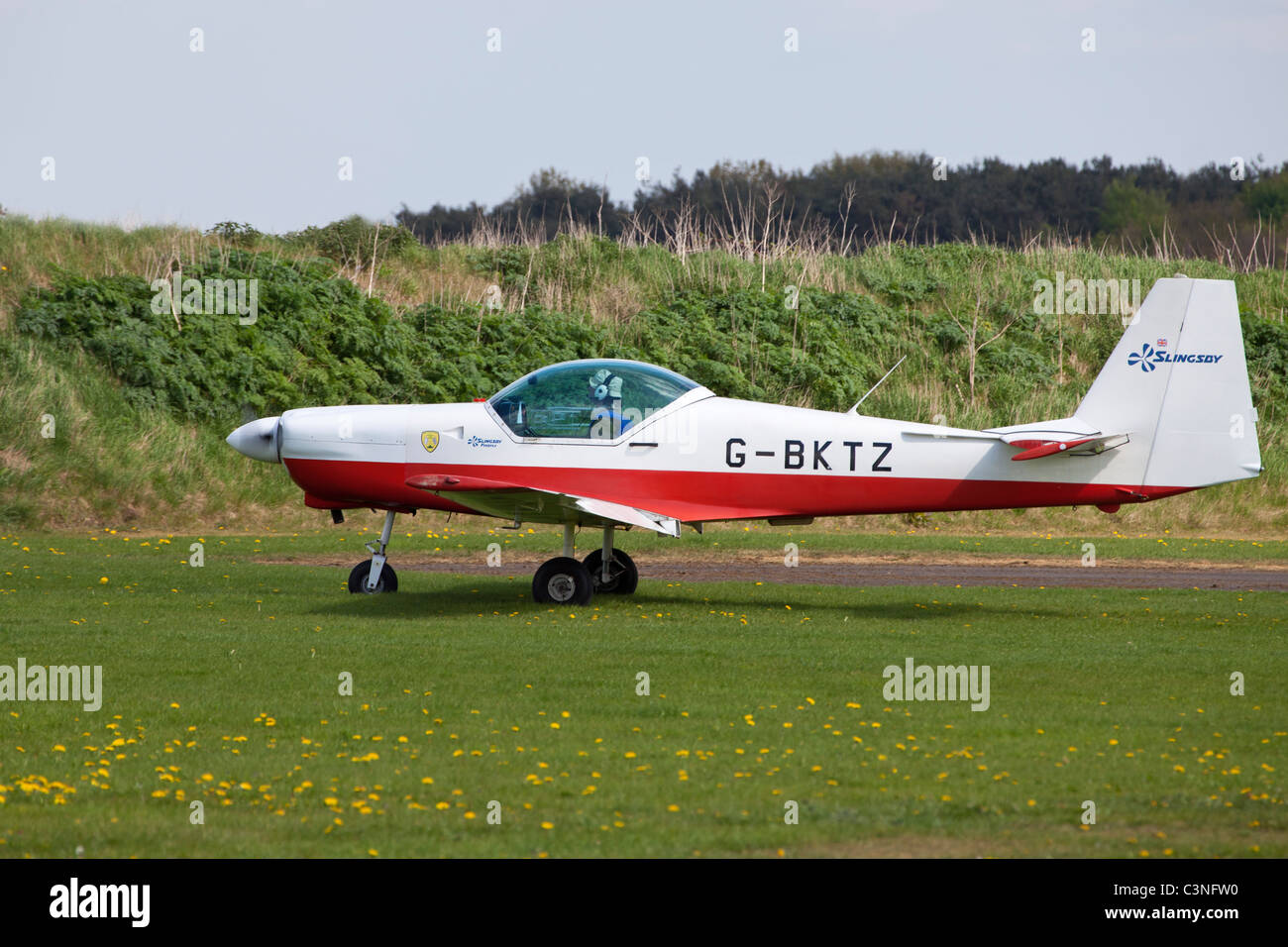 Slingsby T61M Firefly G-BKTZ taxiing onto runway ready to take-off at ...