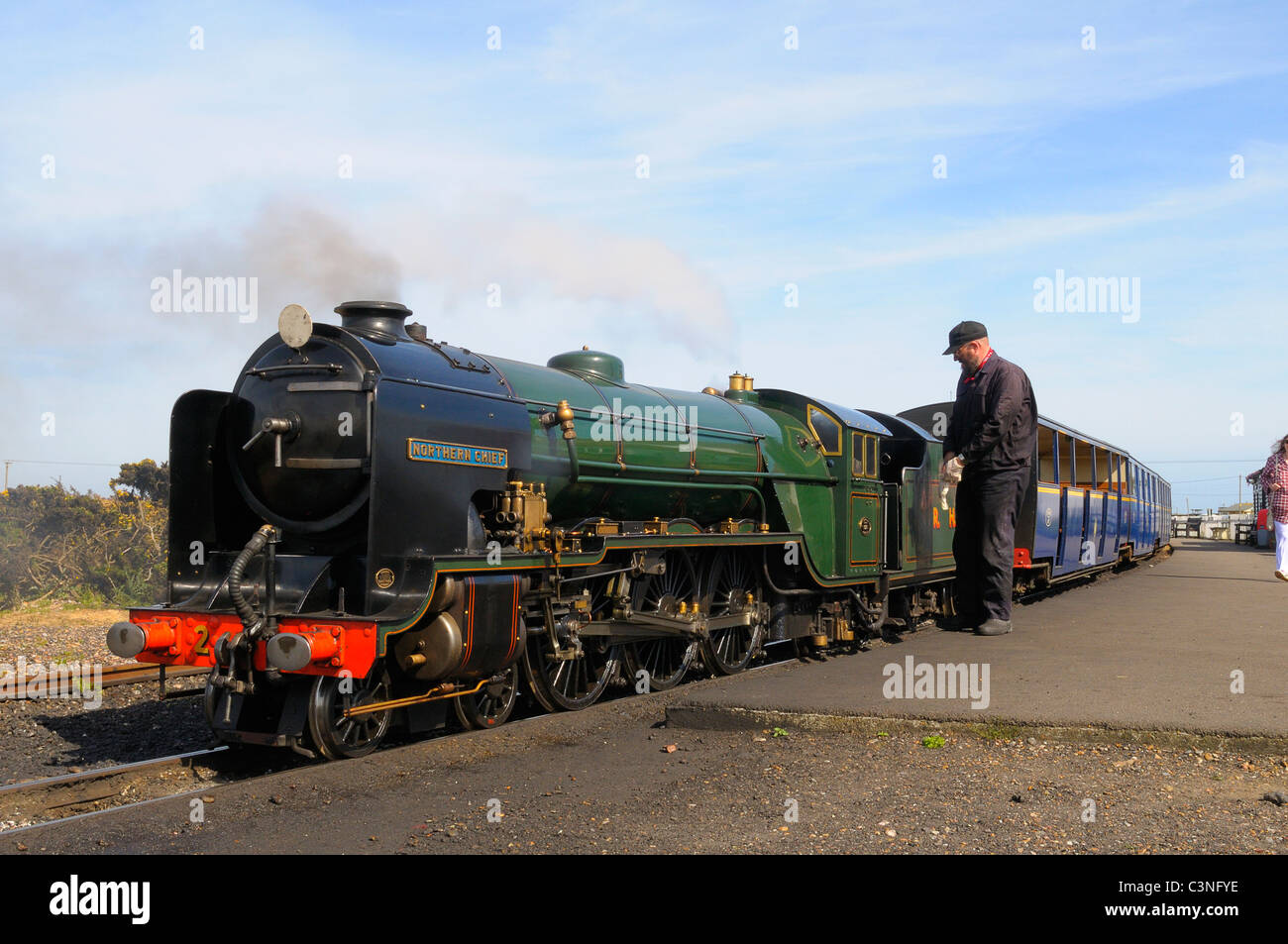 Miniature steam locomotive Northern Chief on Romney Hythe and Dymchurch ...