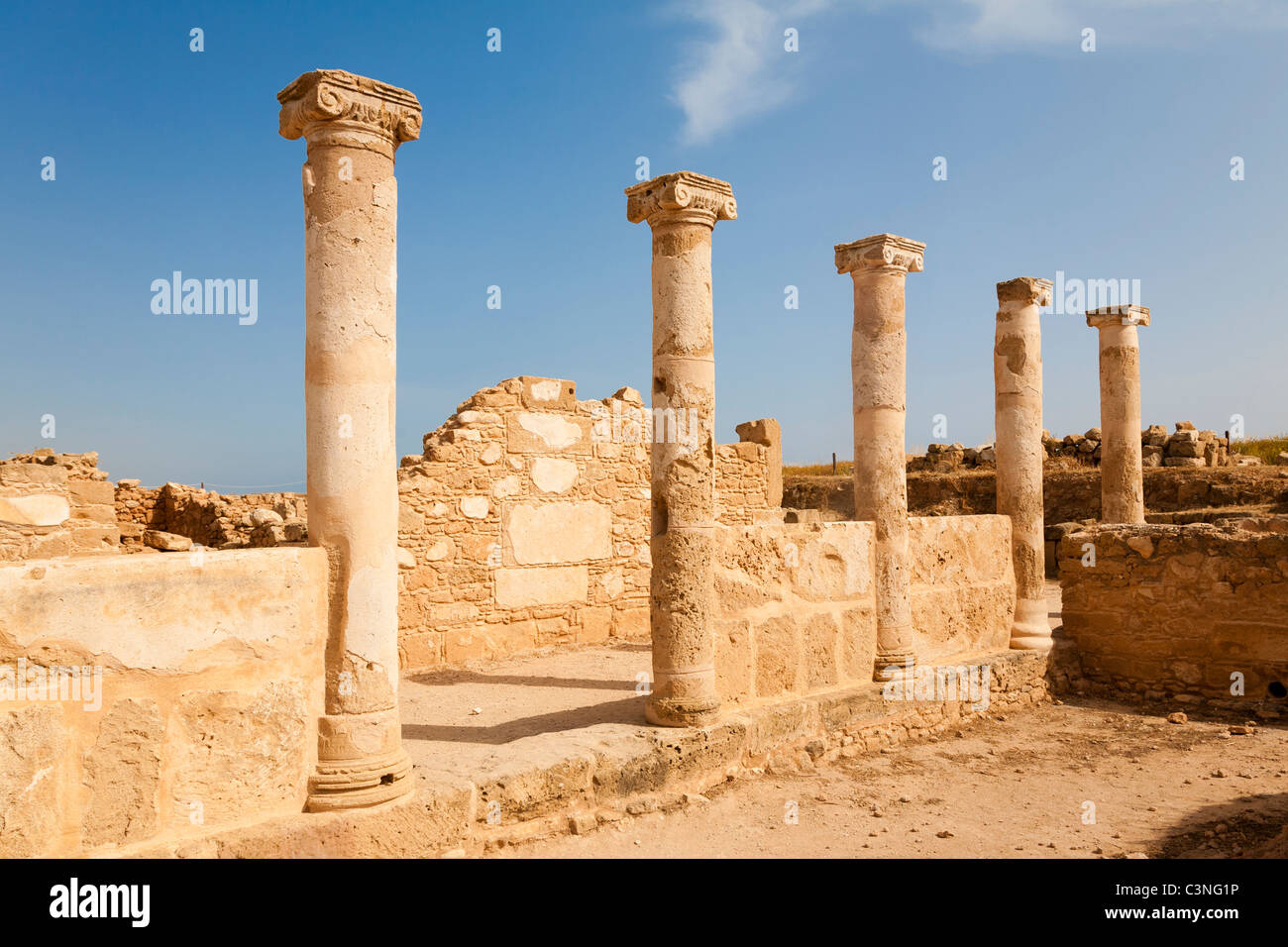 Roman pillars in the Villa of Theseus, Paphos, Cyprus Stock Photo - Alamy