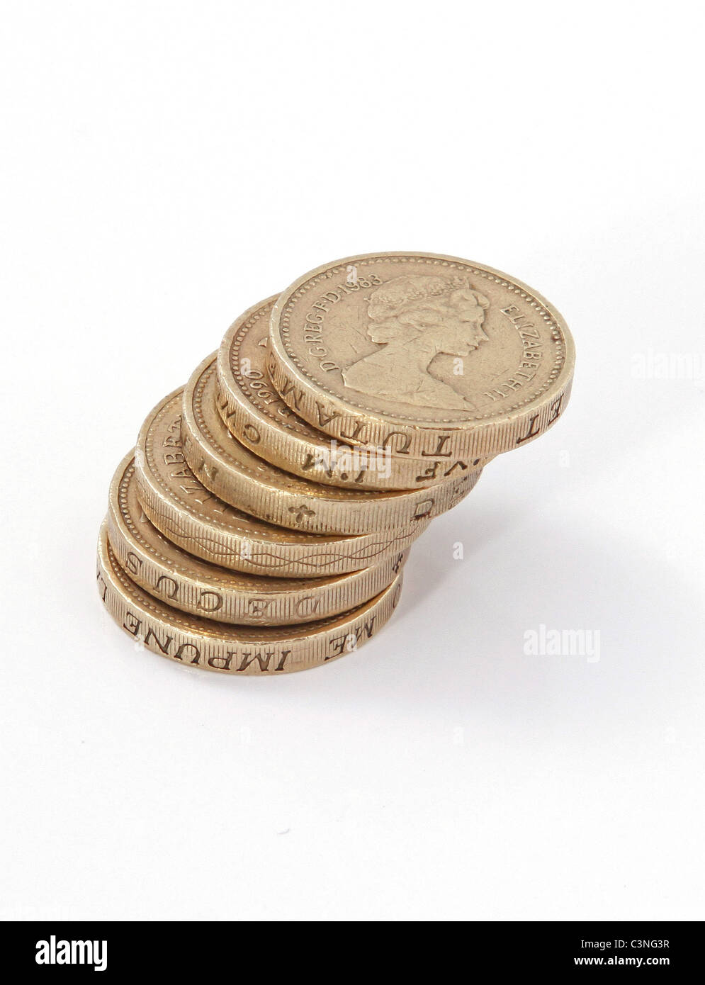 British, UK, pound coins on a plain white background Stock Photo - Alamy