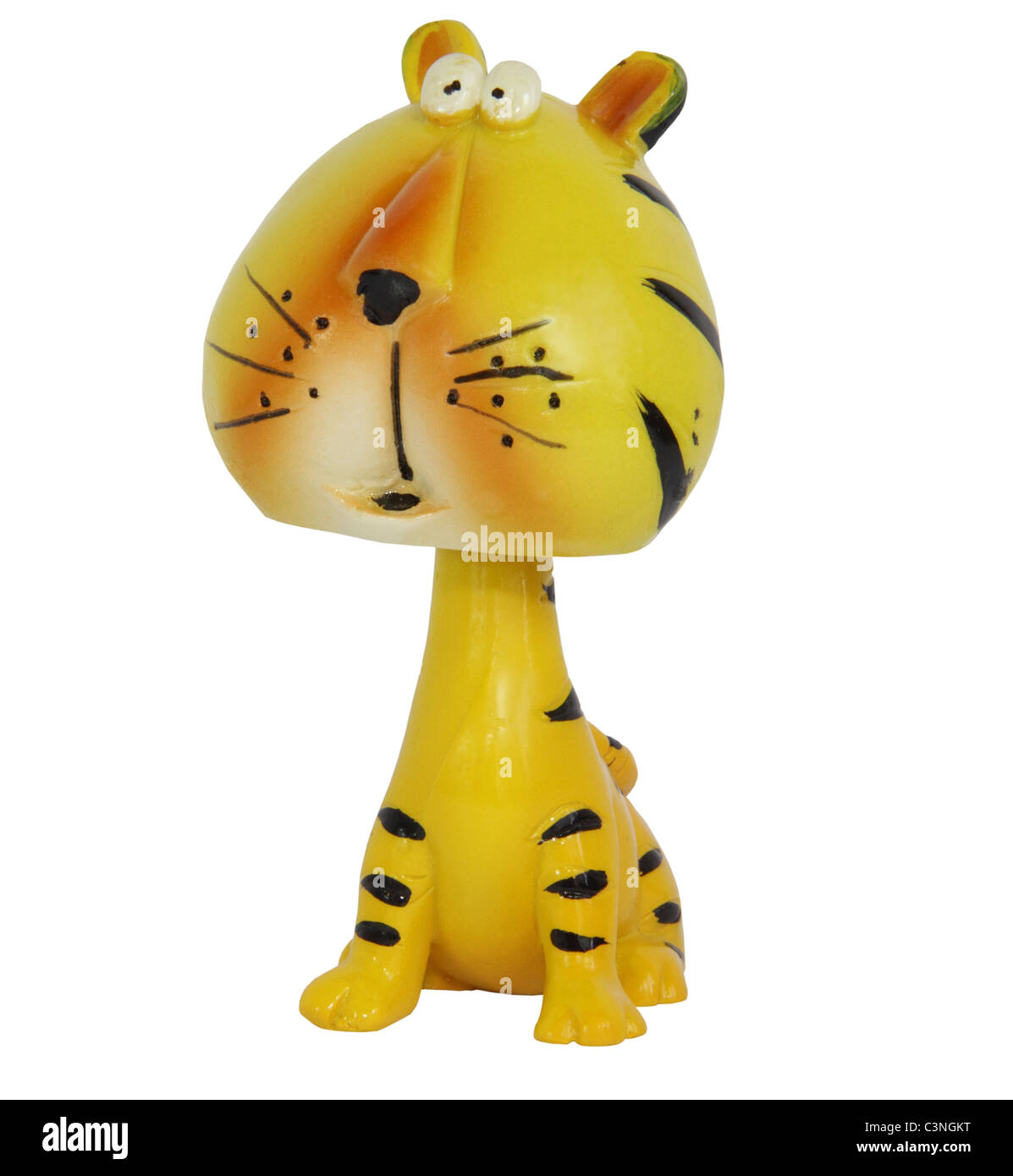 Orange plastic toy tiger on a white background Stock Photo - Alamy