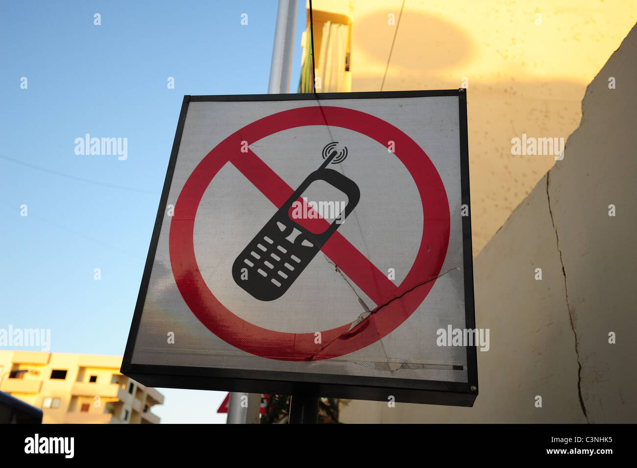 Forbidden Cell mobile phone use sign Egypt Middle East Stock Photo - Alamy