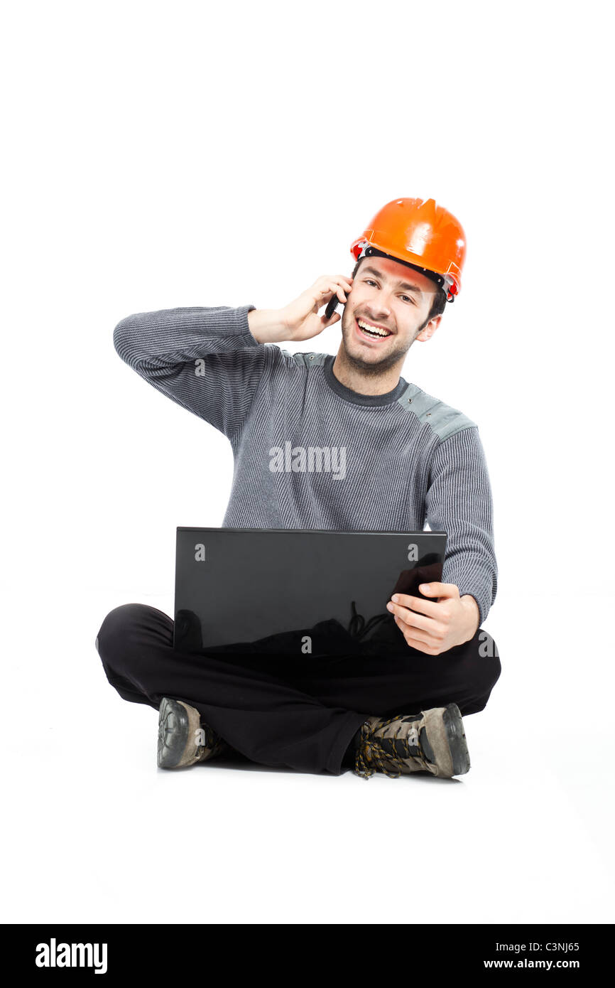Worker smiling colleague working Cut Out Stock Images & Pictures - Alamy