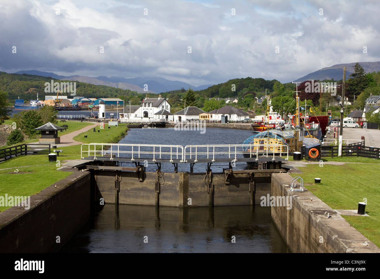 The Caledonian Canal in Scotland connects the Scottish east coast at ...