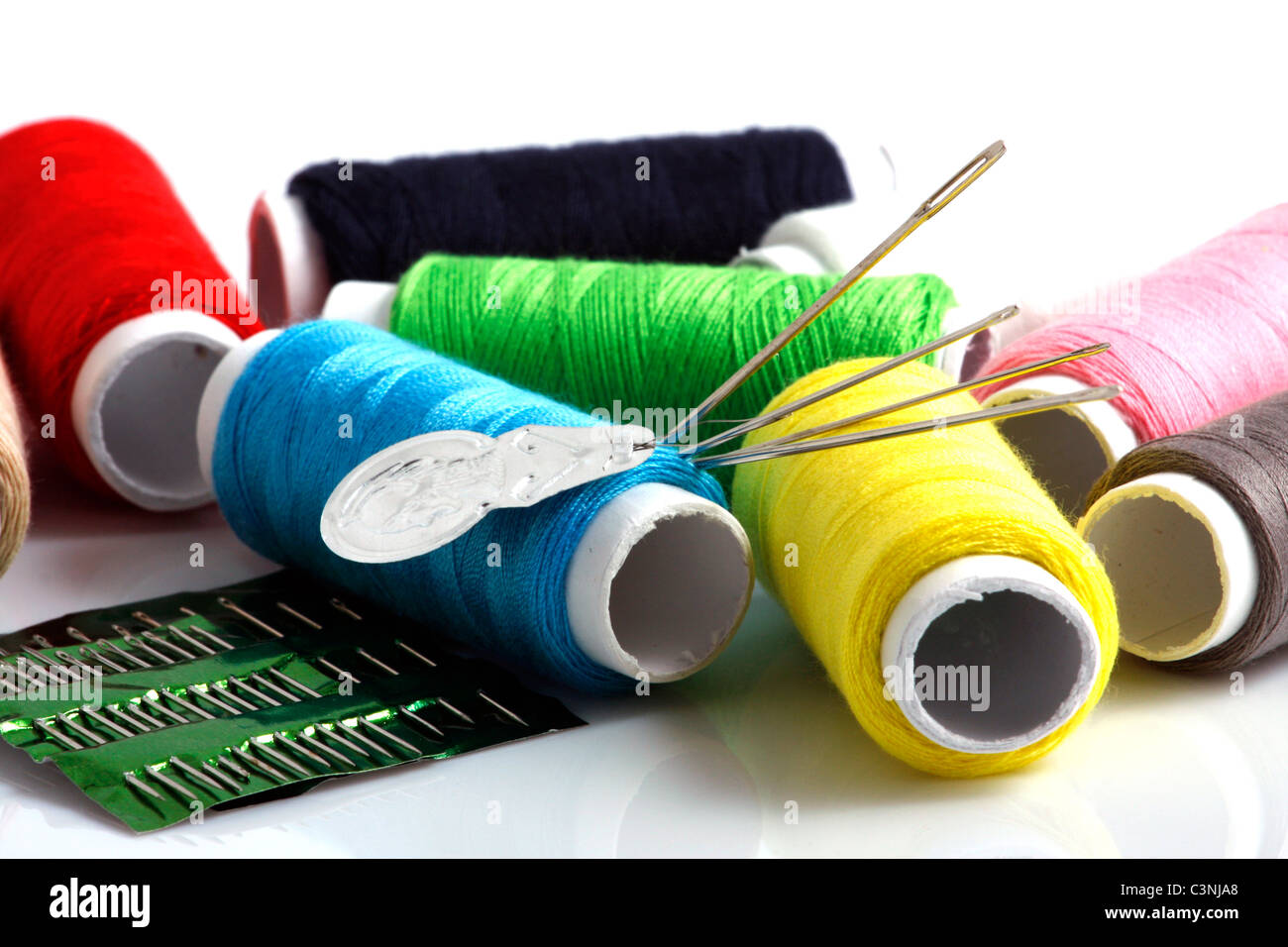Set of colorful spools of thread Stock Photo - Alamy