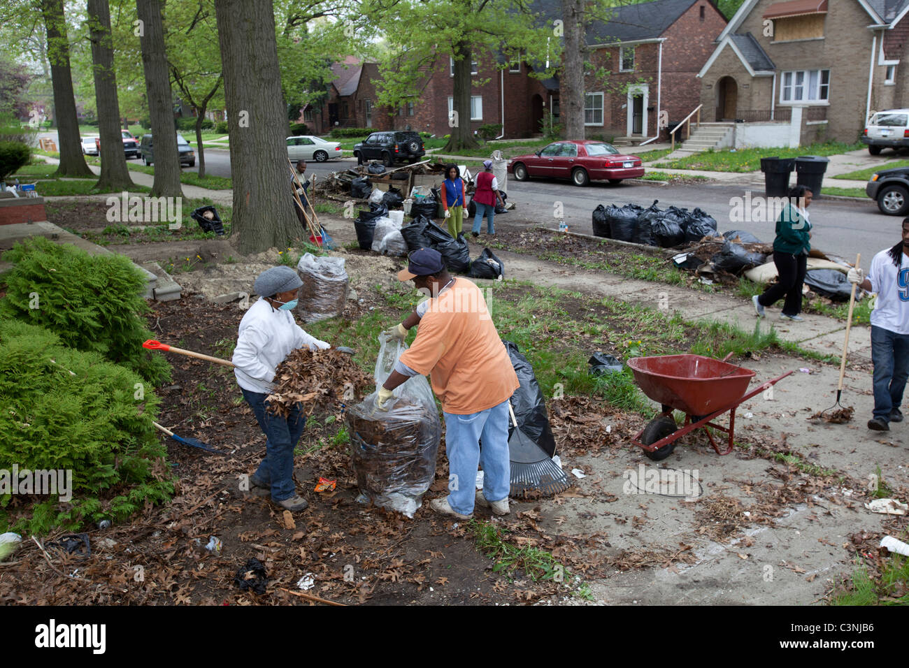 Volunteers Clean Up Trash and Debris at Vacant Homes in Detroit Stock ...