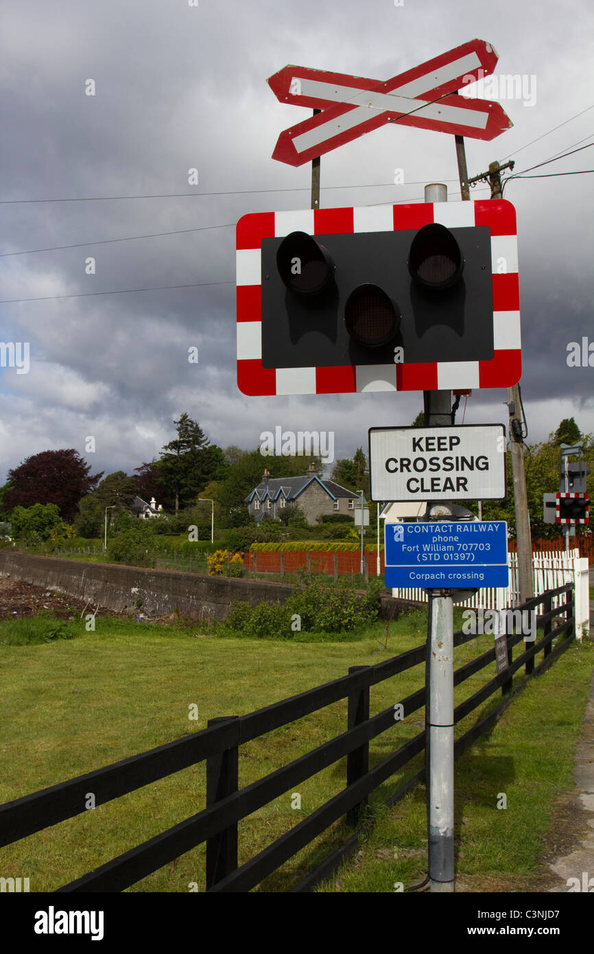 corpach highlands railway station level crossing warning signs scotland ...