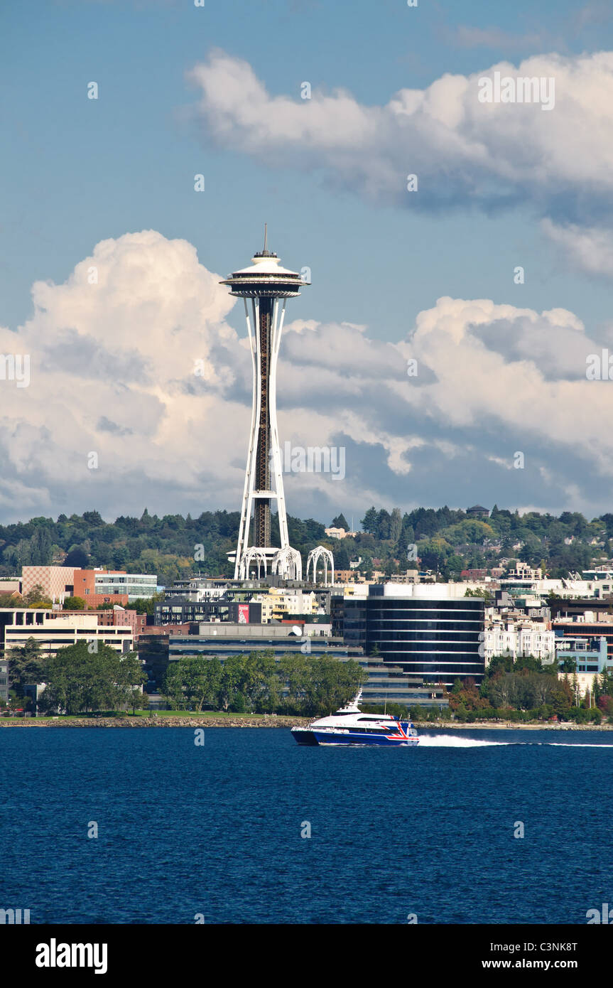 Seattle Skyline from Bainbridge Island Ferry, Elliott Bay, Seattle ...