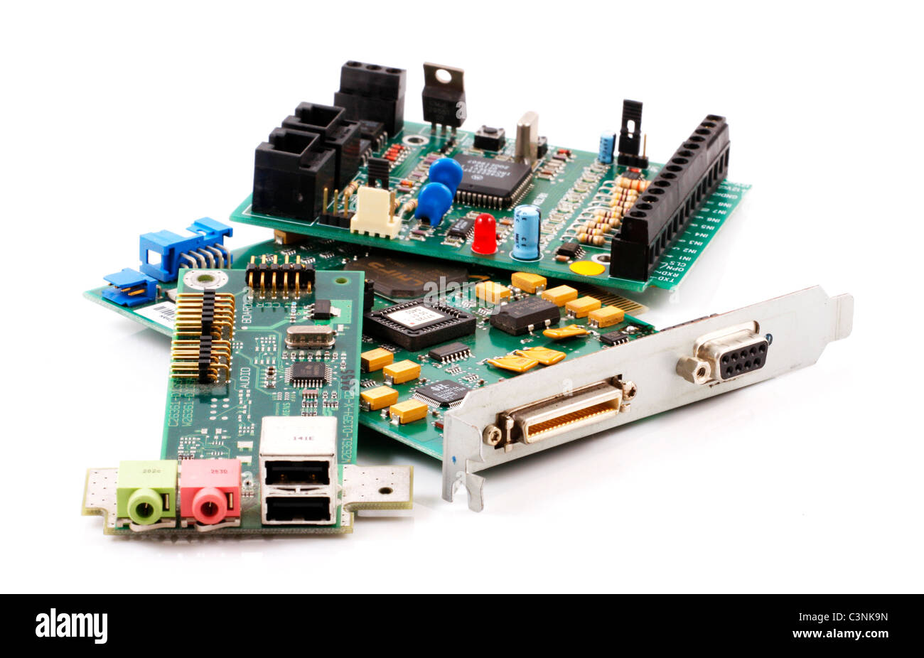 Green computer motherboard Cut Out Stock Images & Pictures - Alamy