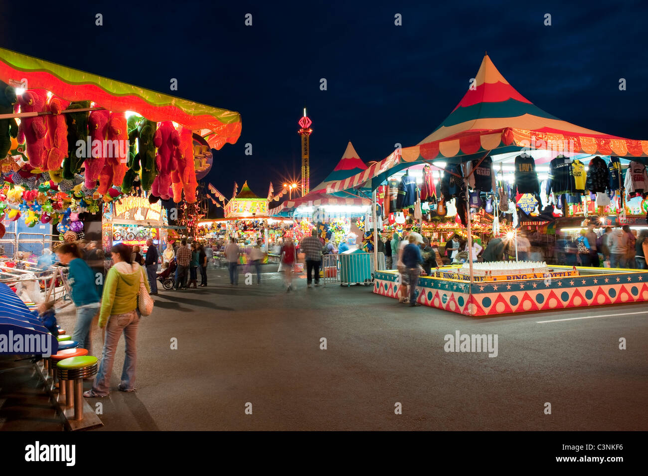 Evergreen State Fair at twilight game booths at night Monroe Washington ...