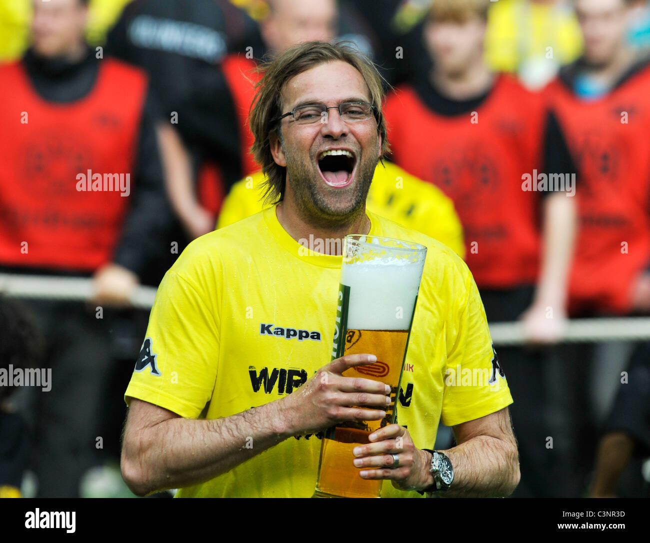 Dortmund coach manager Juergen Klopp with giant beer glass during ...
