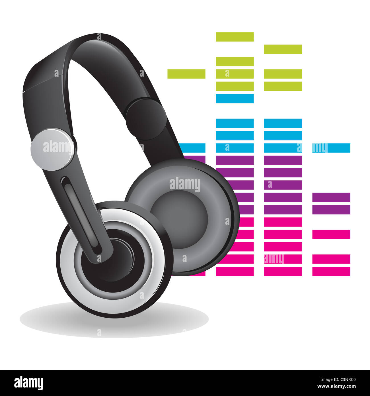 Headphones with shadow and colour abstract background Stock Photo - Alamy