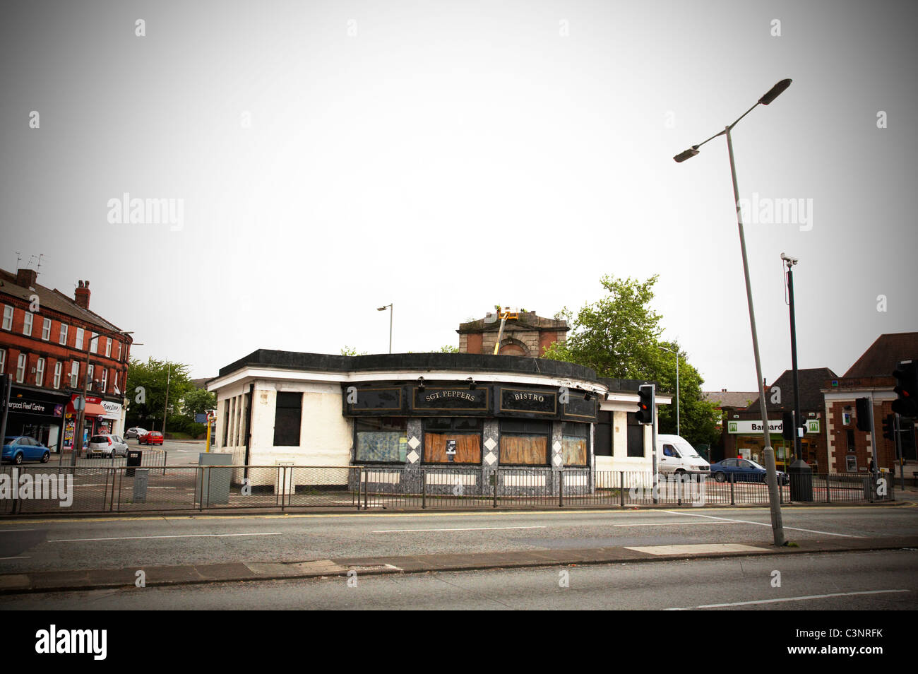 The shelter in the middle of the roundabout in Penny Lane Liverpool UK ...