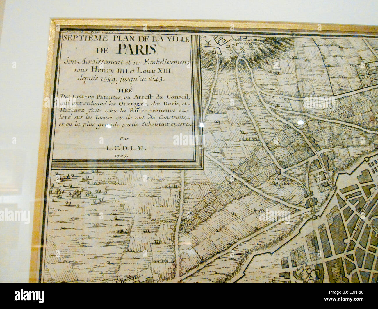 Paris, France, Old Paris Map on Display in "Musee de la Prefecture de ...