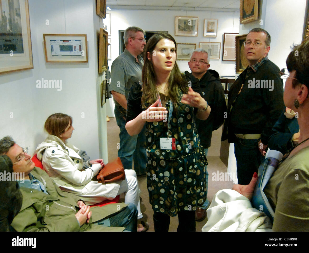 Paris, France, Female Tour Guide leading groups Talking to People ...