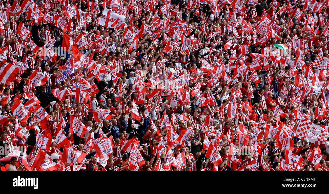 General view of Stoke City fans at the FA Cup final at Wembley Stadium ...