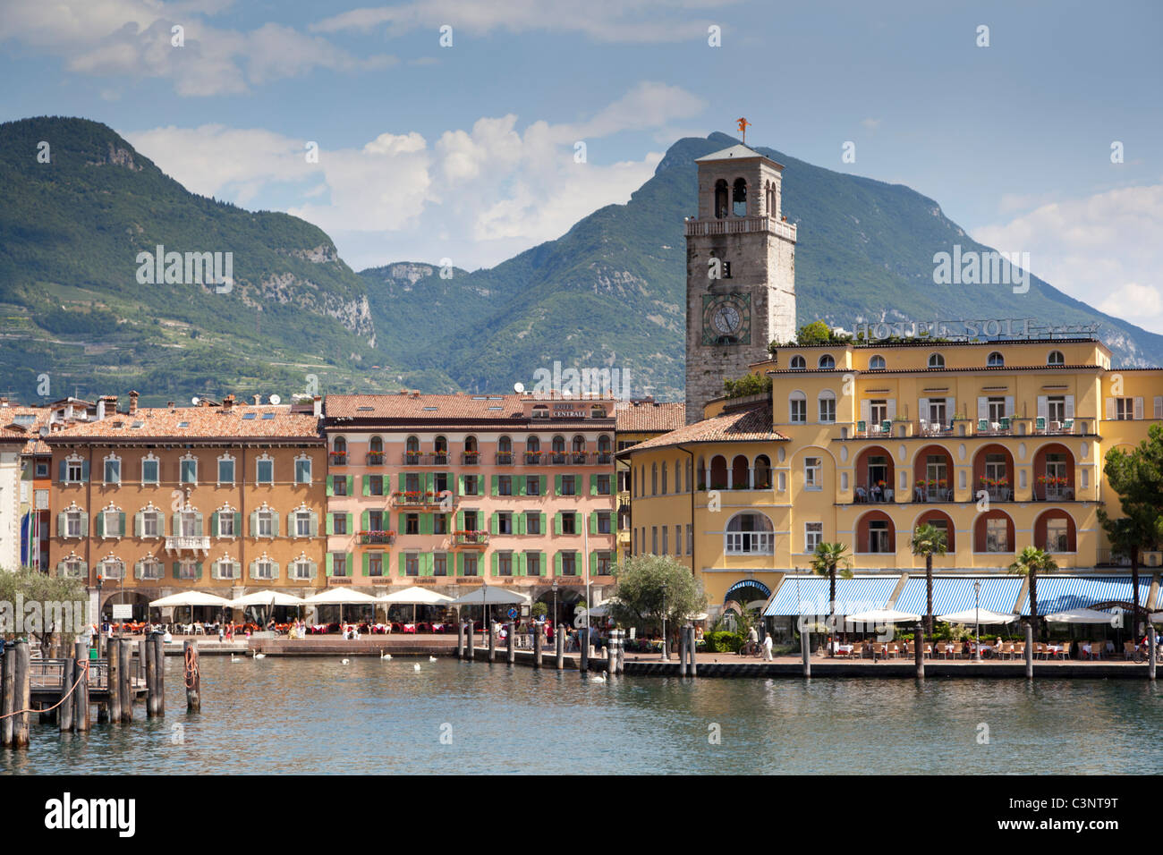 View of Riva del Garda waterfront from Lake Garda Italy Stock Photo - Alamy