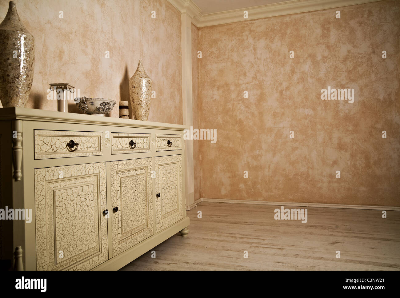 Minimalism designed beige room Stock Photo - Alamy
