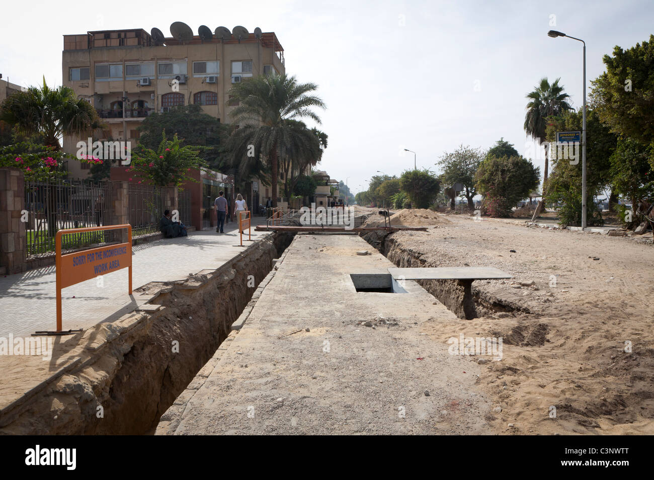 View of construction work on Corniche el Nil outside Luxor Museum on ...