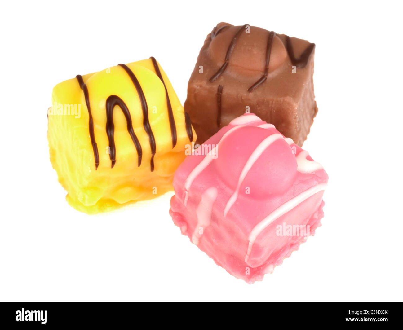 Fresh Tasty Individual Colourful Iced Fondant Fancy Cakes Isolated ...