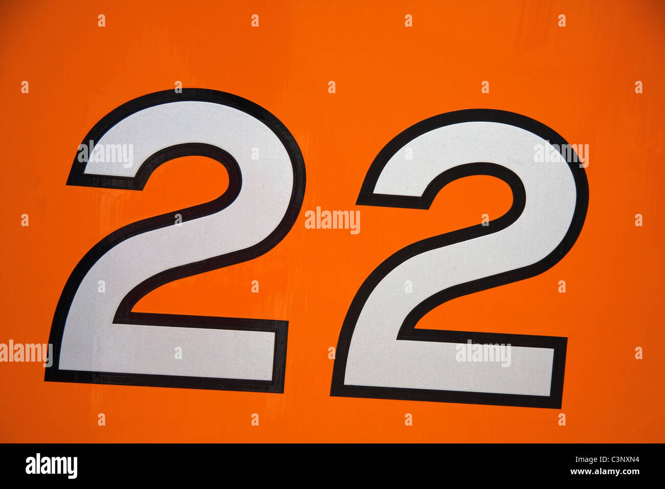Number 22 on old tram (white on yellow background Stock Photo - Alamy