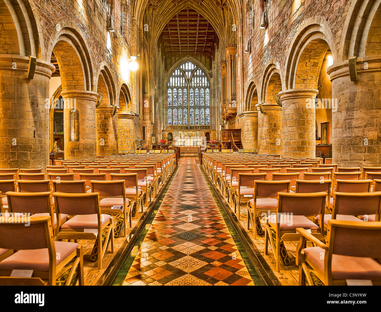 Inside Malvern priory HDR Stock Photo - Alamy