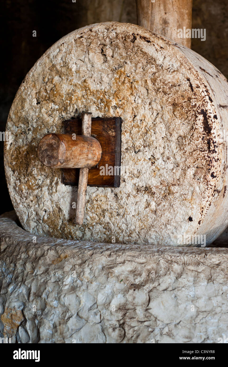 Ancient olive pressing stone hi-res stock photography and images - Alamy