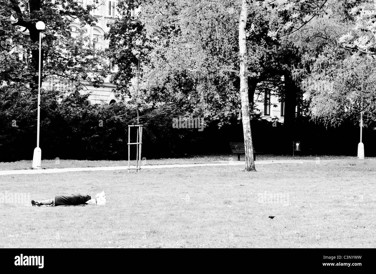 Sleeping in the park Stock Photo - Alamy