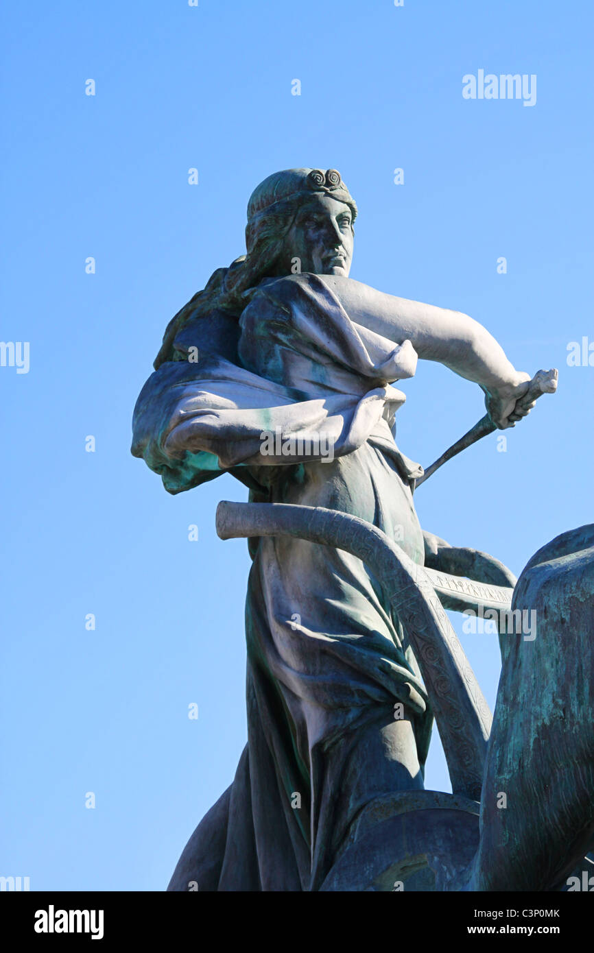 Gefion fountain depicting the Norse goddess Gefjun, on the waterfront in Langelinie park ...